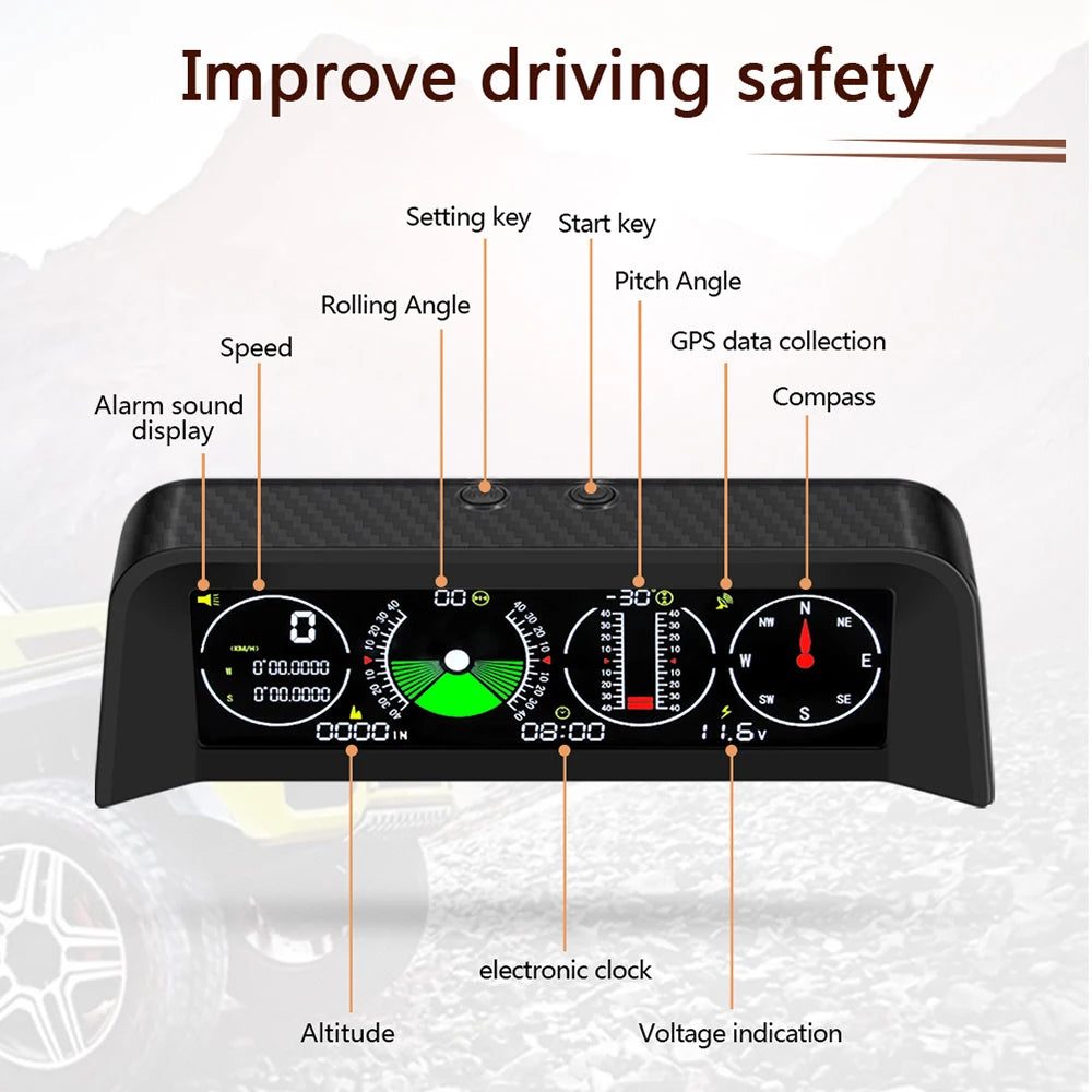 NNEOBA X90 GPS Speedometer & Inclinometer–Multi-Function Head-Up Displ – NNE Living