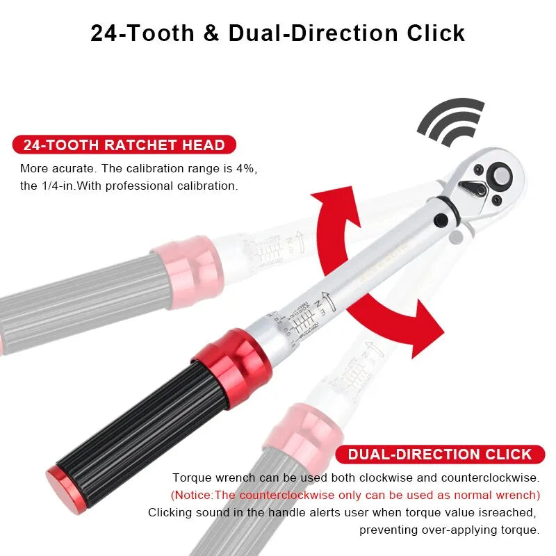 NNEOBA Bicycle Torque Wrench Set Dual Direction Socket Kit Red – NNE Living