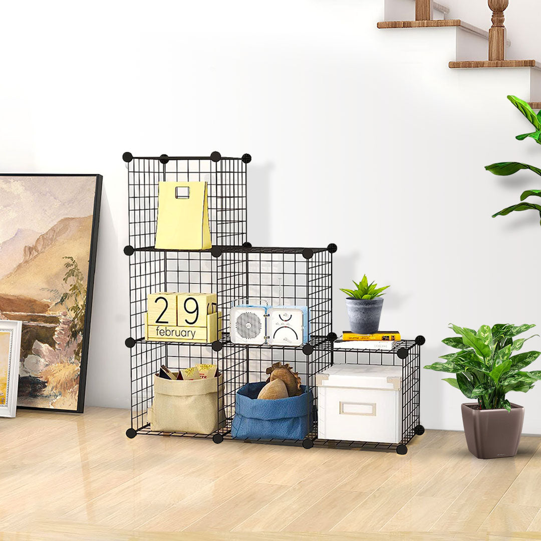 NNEAGS Black Portable 6-Cube 3 Column Storage Organiser Foldable DIY M ...