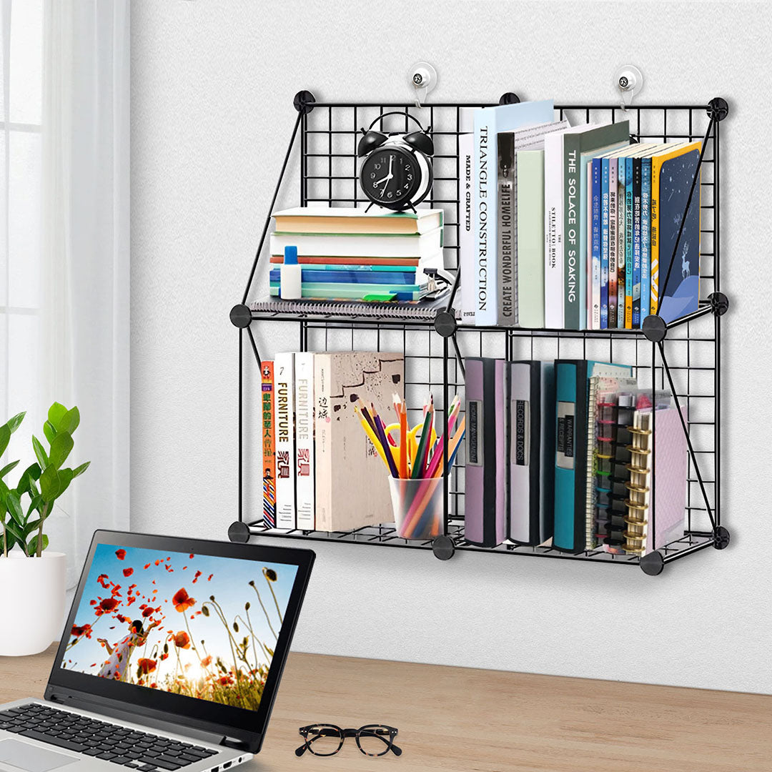 NNEAGS Black Portable 4-Cube 2 Column Storage Organiser Foldable DIY M ...