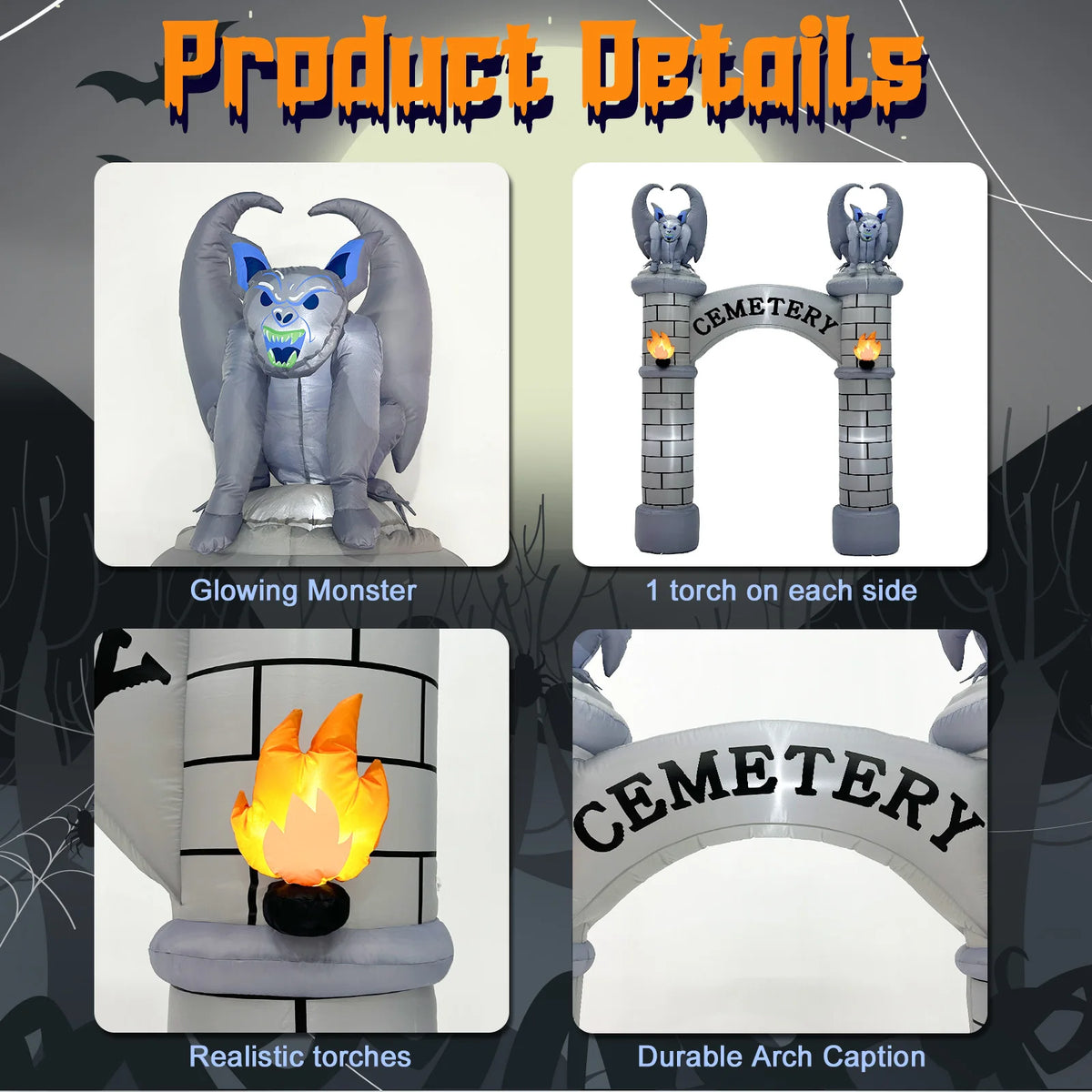 NNEOBA 10FT Halloween Castle Inflatable Archway with LED Lights – NNE ...