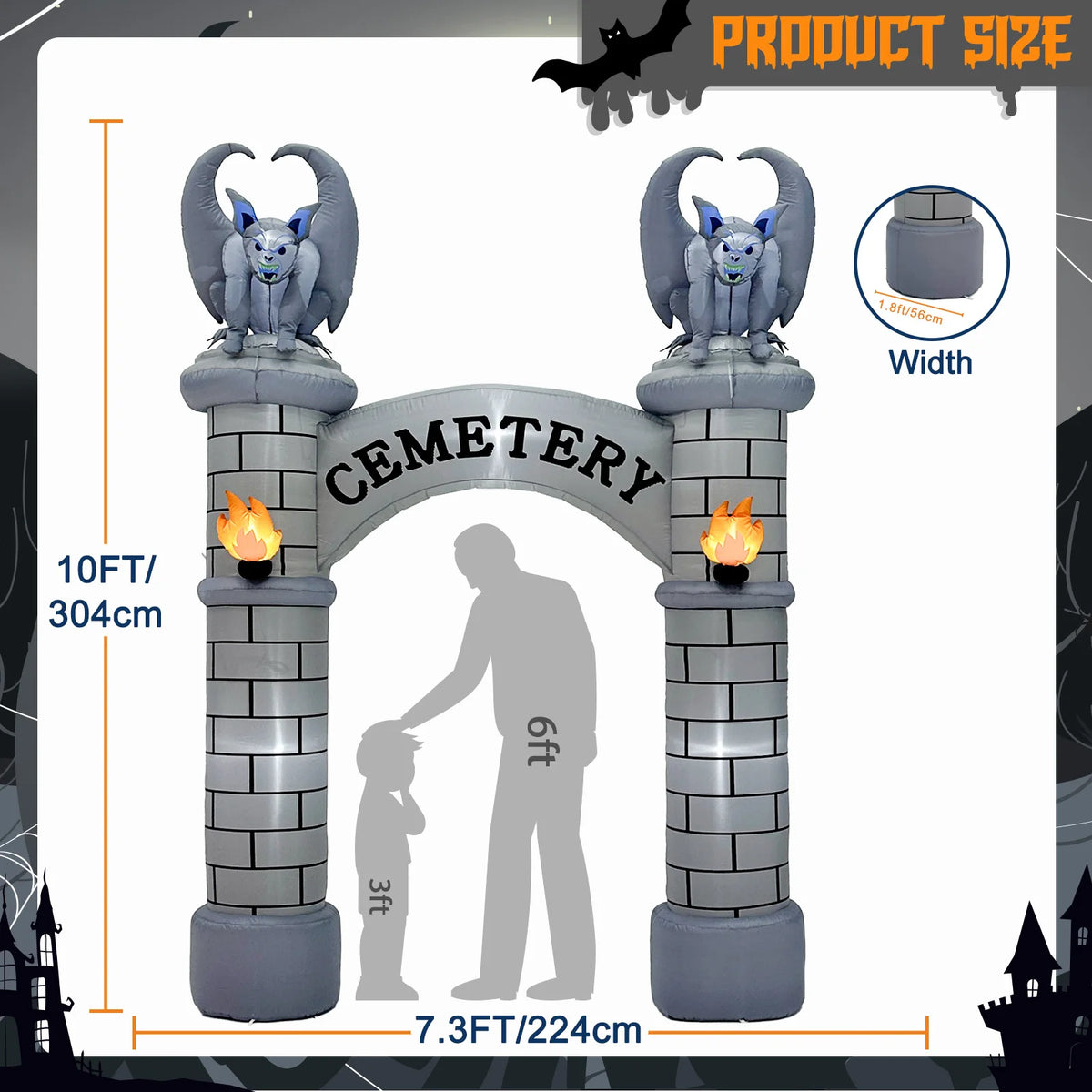 NNEOBA 10FT Halloween Castle Inflatable Archway with LED Lights – NNE ...