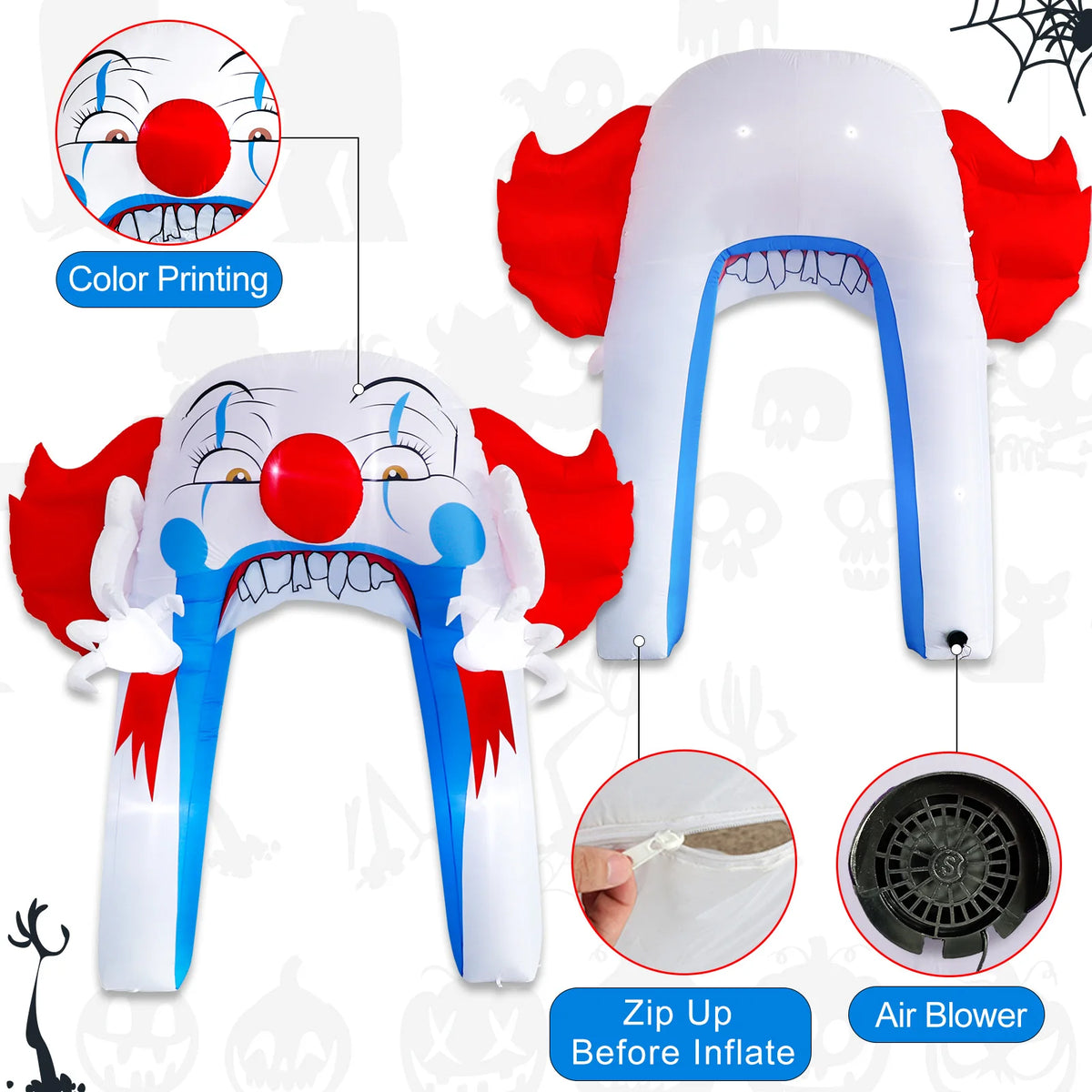 NNEOBA Halloween Clown Arch Inflatable with LED Lights – NNE Living