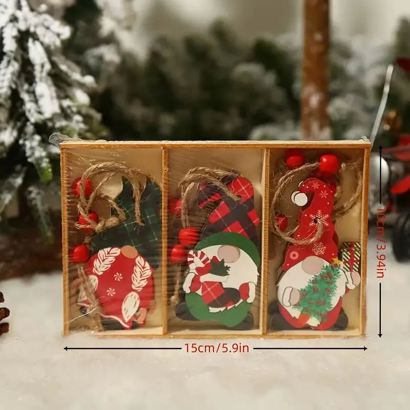 NNETM 9pcs Festive Christmas Wooden Hanging Box - Decorating and Gifti ...