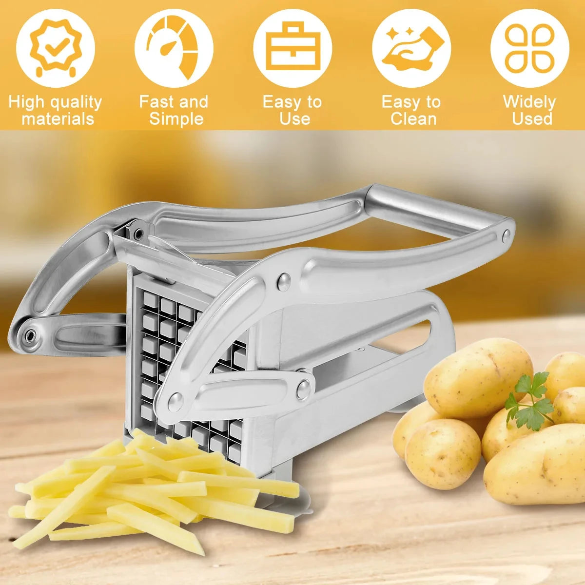 NNEOBA 1PC Stainless Steel Manual Potato Cutter – French Fry & Veggie ...