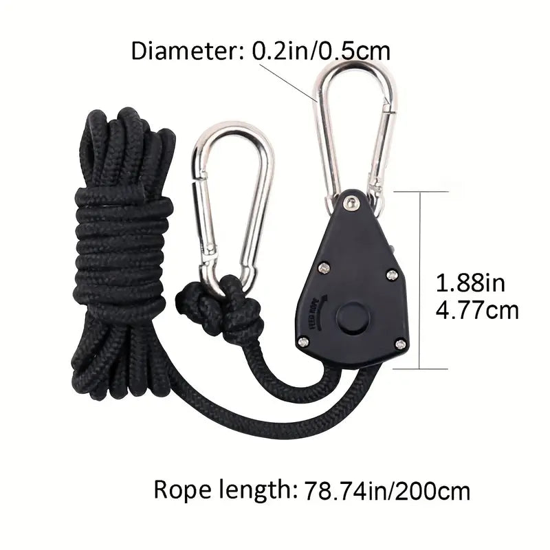 NNETM Adjustable Camping Wind Rope Pulley Tie Down Kit with Carabiners ...