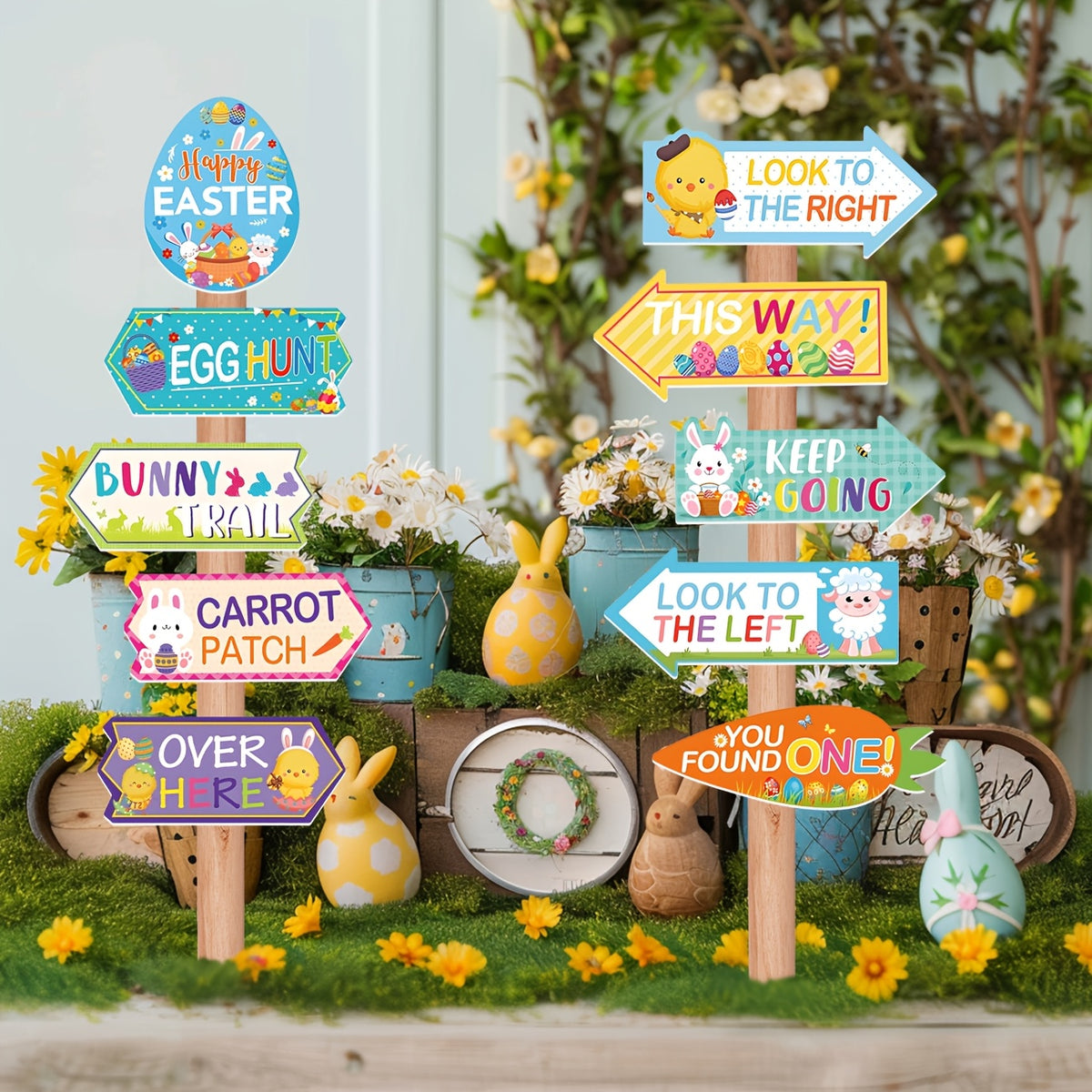 NNETM Easter Egg Hunt Bunny Chick Yard Signs Set – NNE Living