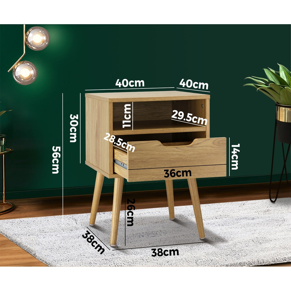 NNEED Bedside Table Handle-Free Open Shelf Wood – NNE Living