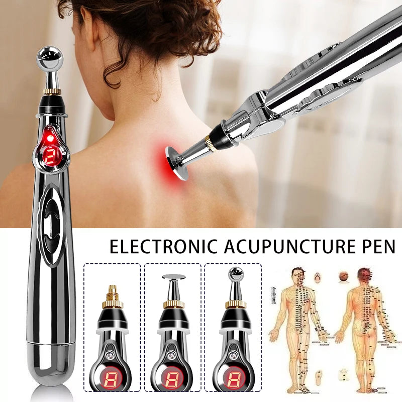 NNEOBA Electrical Pulse Meridian Energy Pen Acupuncture & EMS Silver ...