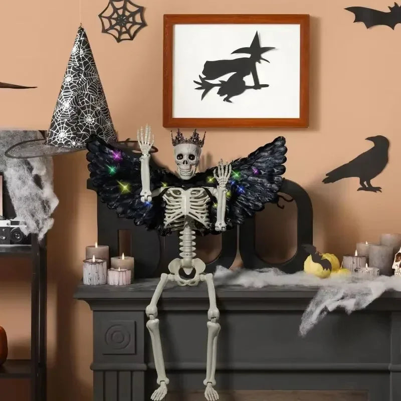 NNEOBA Halloween Hanging Wing Skeleton Skull with Glowing Wings – NNE ...