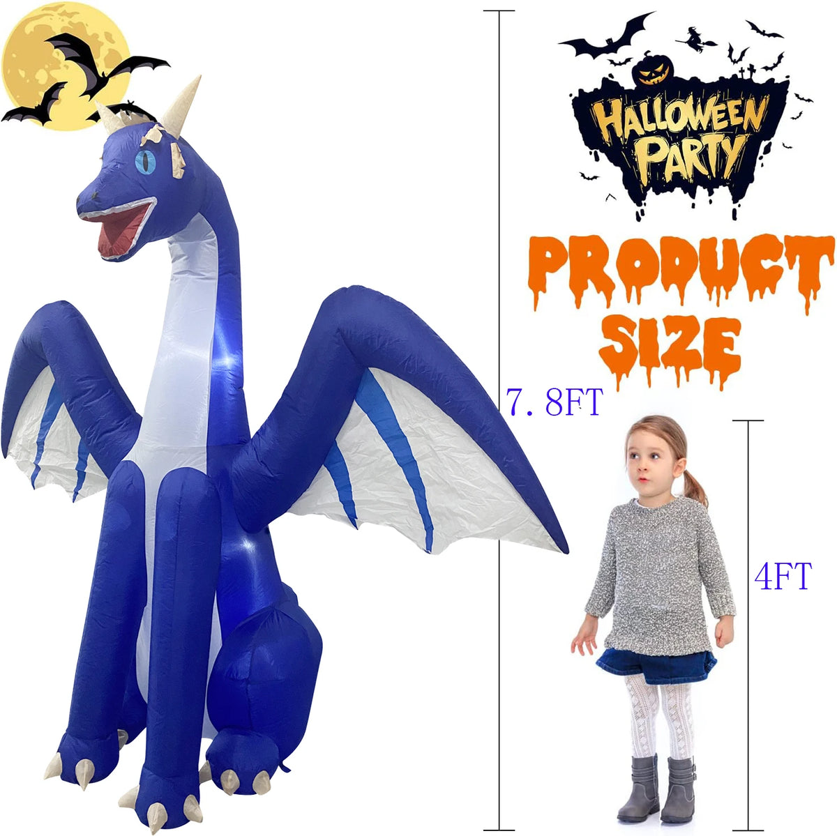 NNEOBA Giant Inflatable Dragon with LEDs for Halloween – NNE Living