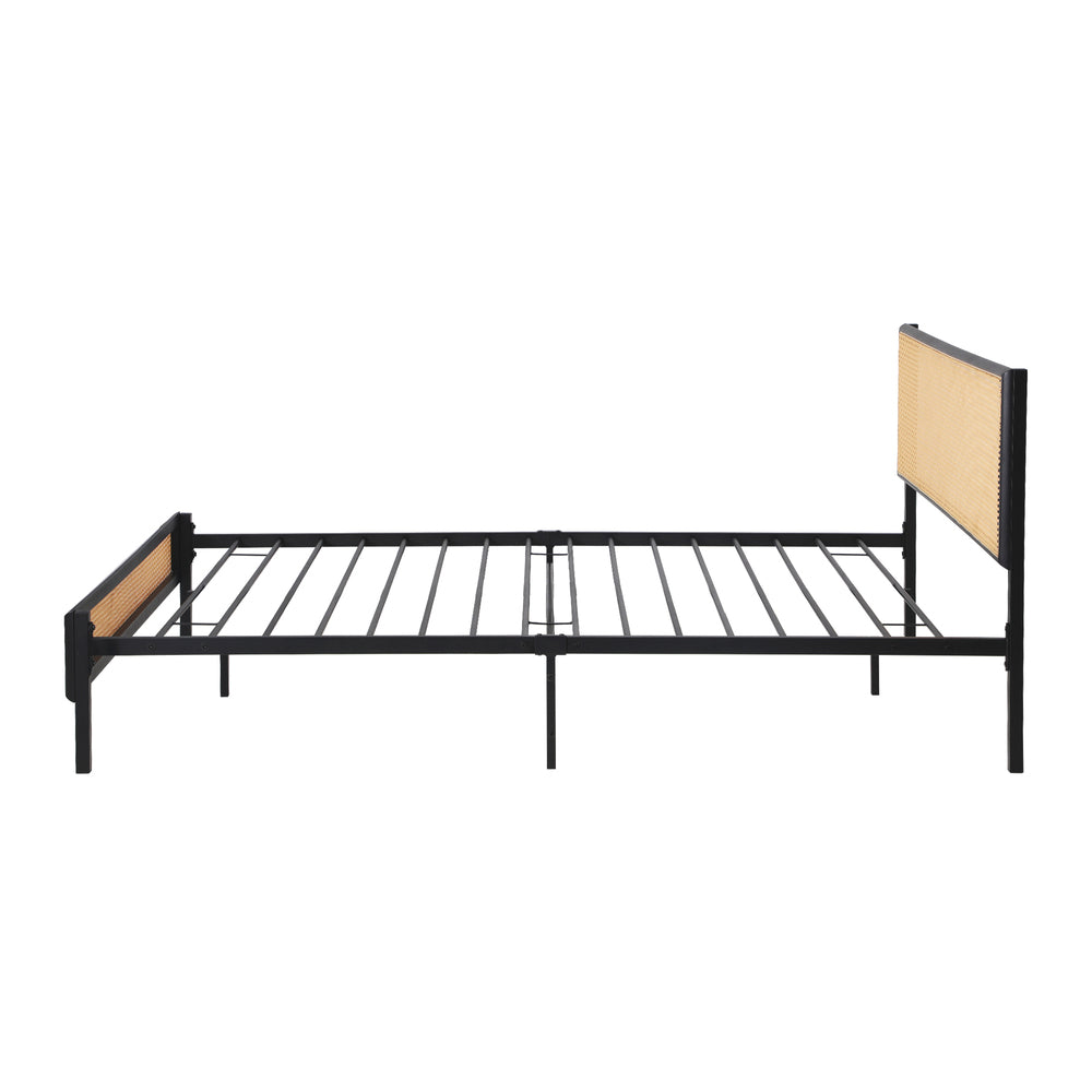 NNEED Metal Bed Frame Single Size with Rattan Board – NNE Living