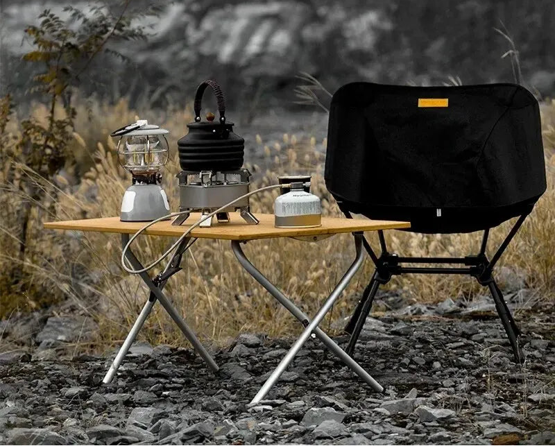 NNEOBA Portable Outdoor Bamboo Folding Table 2-Fold Camping Desk Brown ...