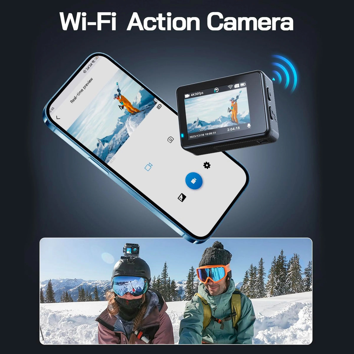 NNEOBA 5K Action Camera Dual Screen 60FPS 4K Sports Cam Black – NNE Living