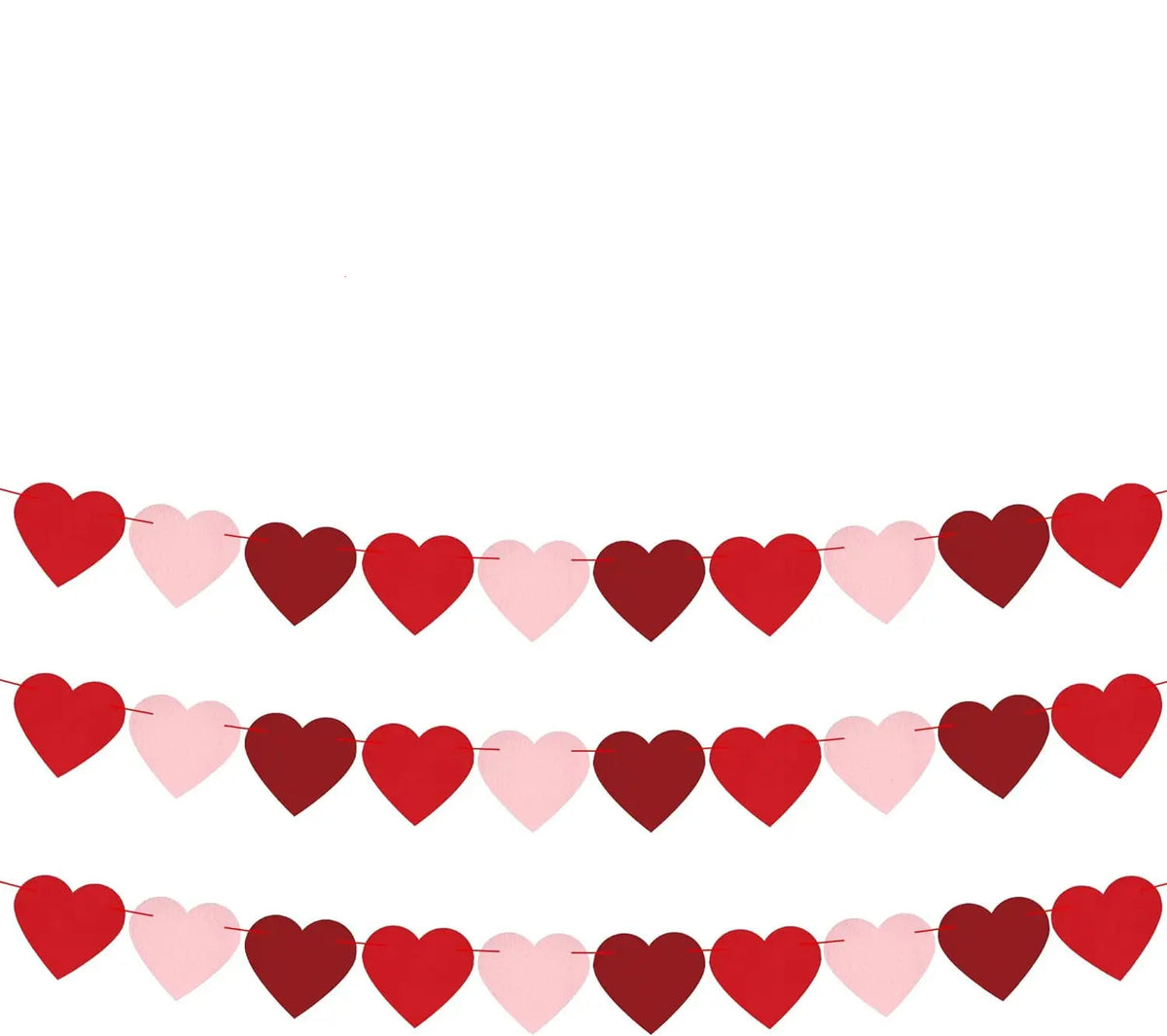 NNEOBA Festive Love - 3pcs Pre-Assembled Felt Heart Garland Banner for ...