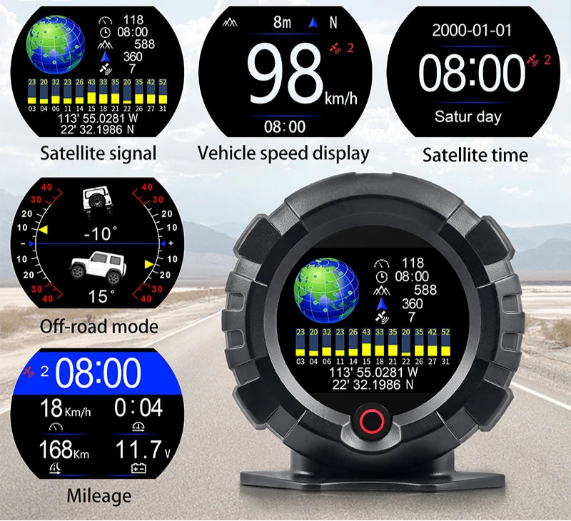 NNEOBA X95 GPS HUD Head Up Display 4x4 Of Road Inclinometer Black – NNE ...