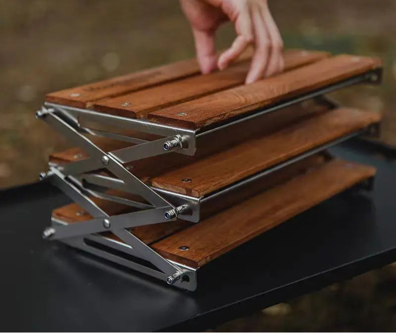 NNEOBA Portable 3-Tier Camping Rack Foldable Brown – NNE Living