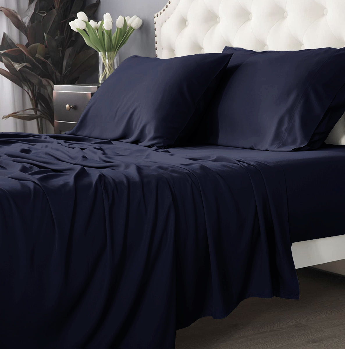 NNEDSZ Bamboo Cotton 500 TC Indigo Sheet Set by Park Avenue Split King ...