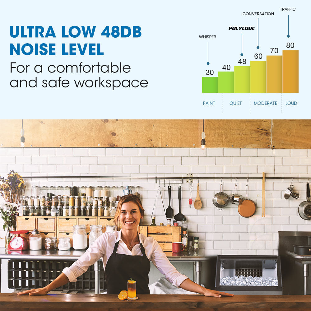 POLYCOOL Commercial Ice Maker Machine, up to 45kg/24hr, Stainless Stee ...