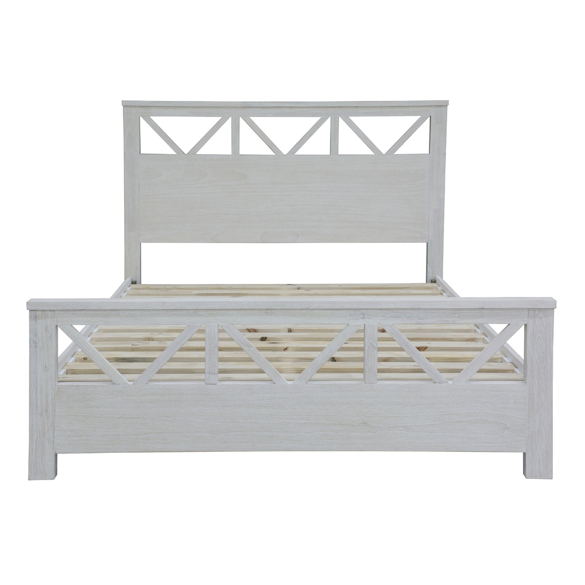 Myer King Size Bed Frame Solid Timber Wood Mattress Base White Wash ...
