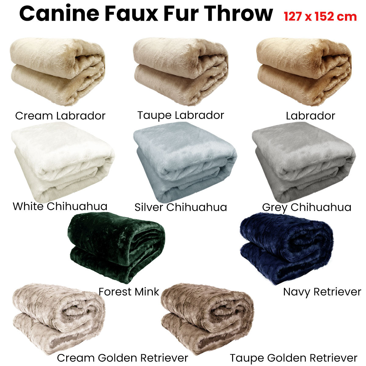 Canine Faux Fur Throw Rug 127 x 152 cm Labrador – NNE Living