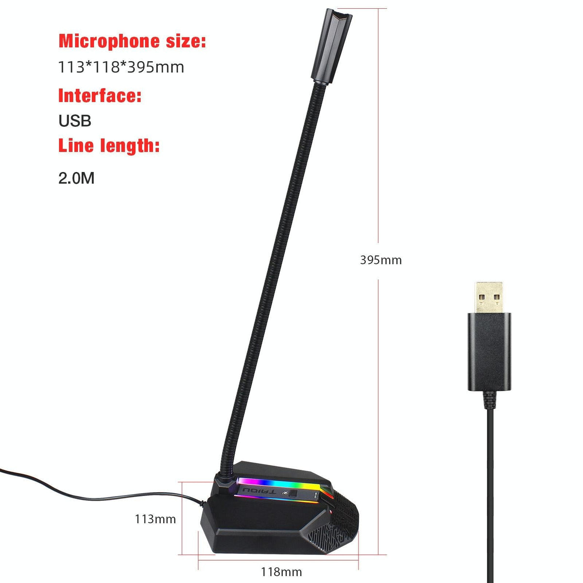NNEDSZ Flexible Usb Microphone With Rgb Lighting For Voice Chat And Vi ...