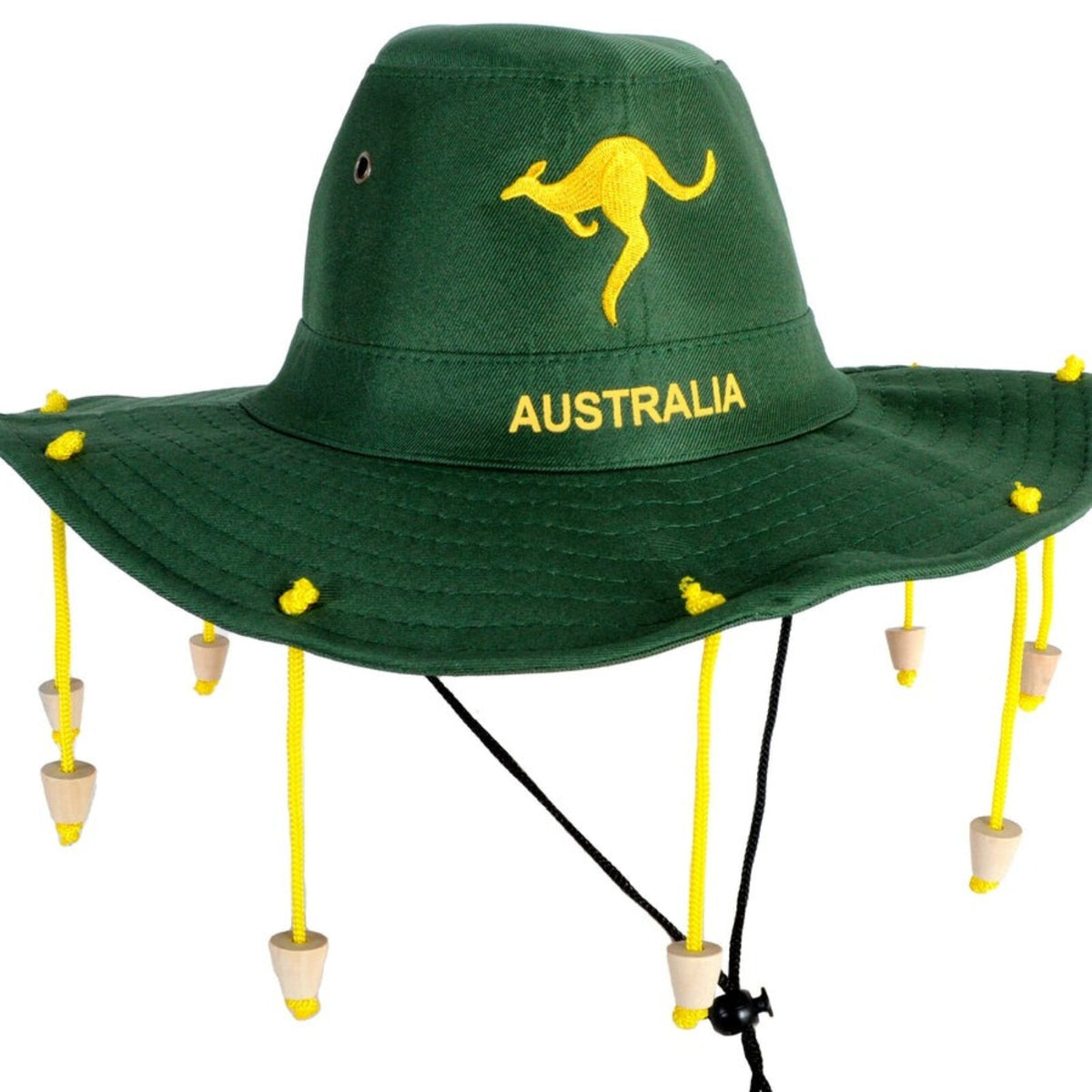 Australian Cork Hat – Green with Gold Kangaroo Embroidery Aussie Austr ...