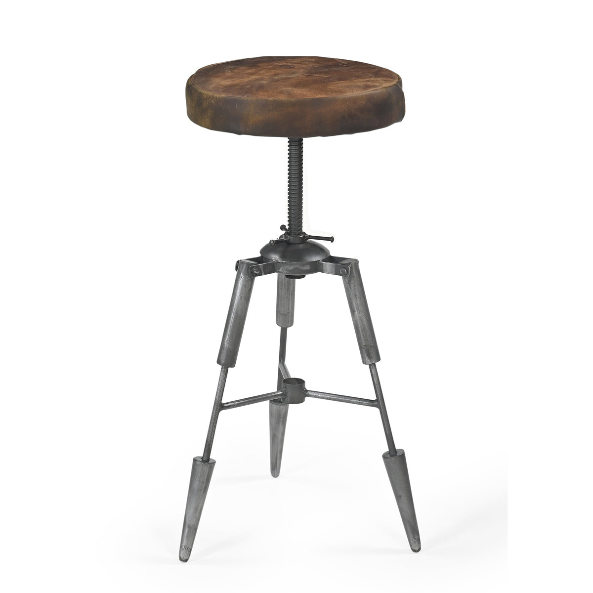 TRIPOD LEATHER WIND UP STOOL – NNE Living