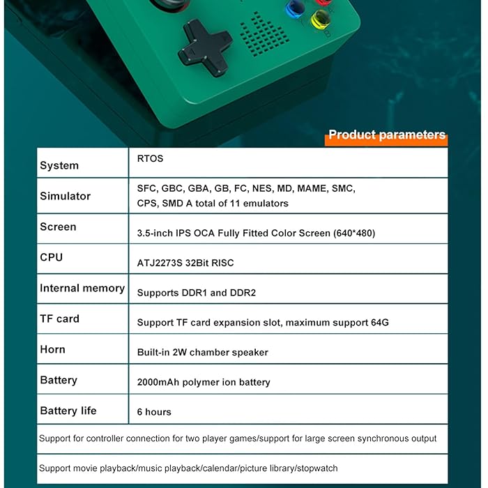 X6 Black Handheld Gaming Console - 3.5-Inch HD Screen, Dual Joysticks ...