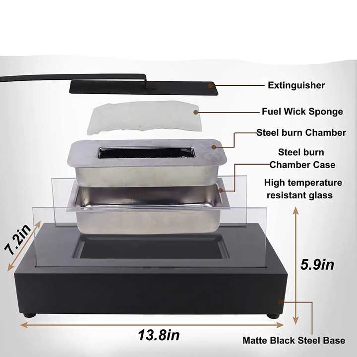 Portable Detachable Tabletop Bioethanol Fireplace - White Rectangular ...