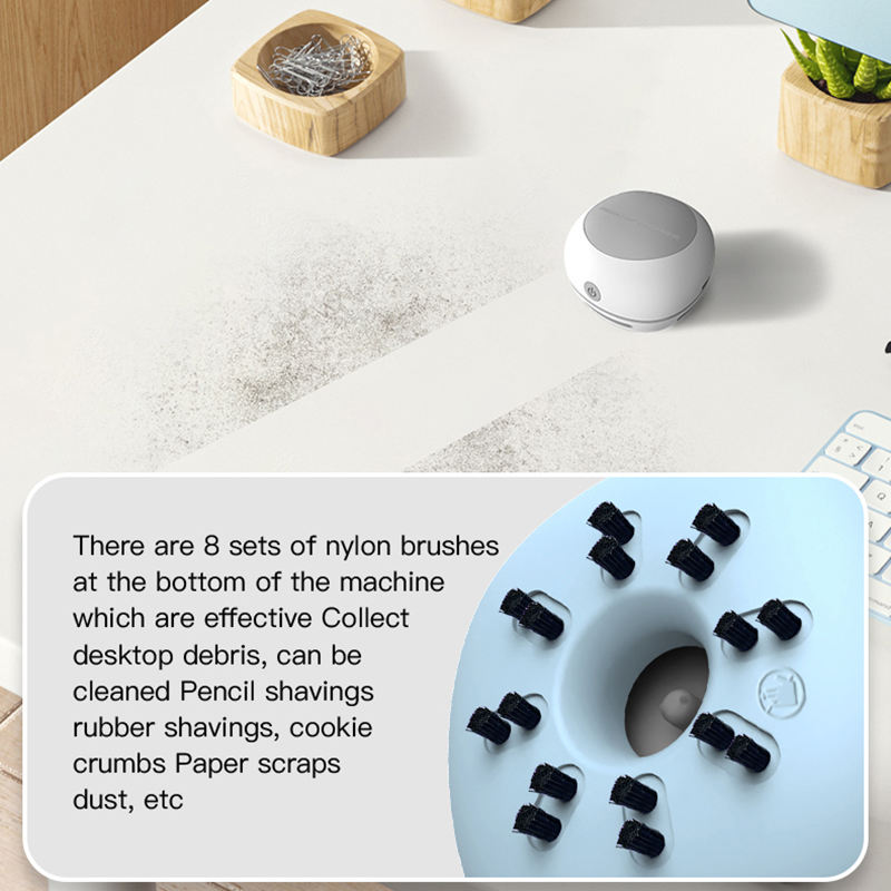 White Cordless Tabletop Crumb Sweeper - USB Rechargeable Mini Vacuum f ...