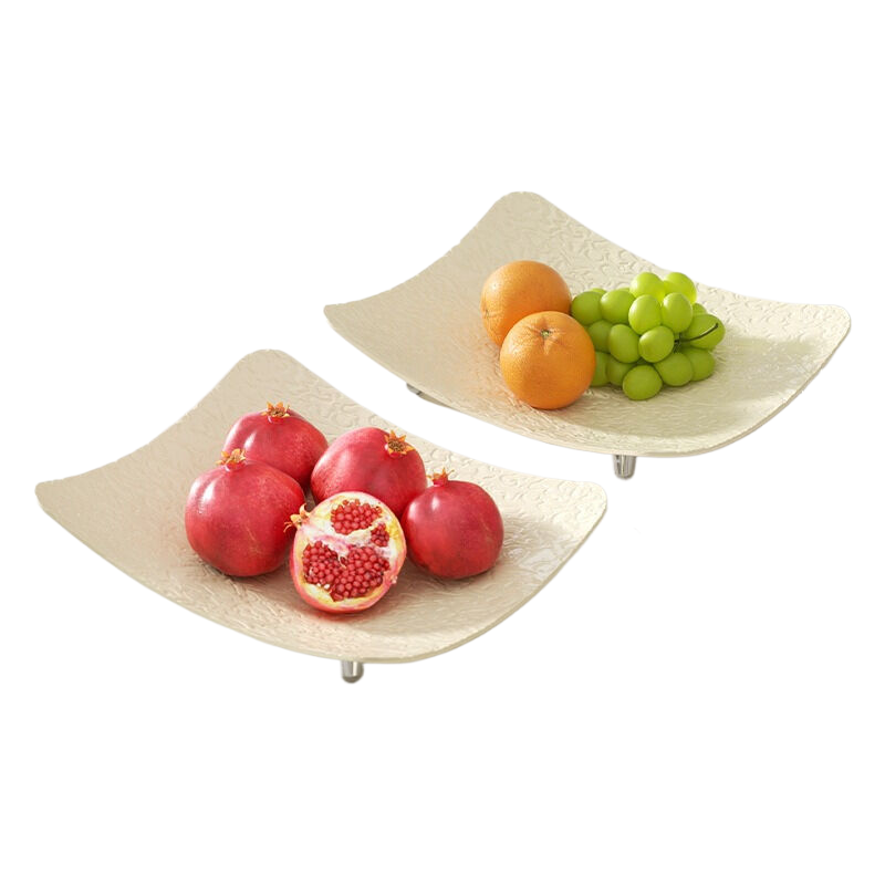 Two water ripple trays with cream white 32 * 25 * 6cm – NNE Living