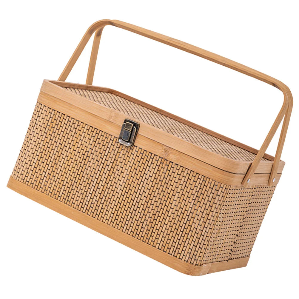 NNEOBA Woven Storage Basket with Locking Lid for Picnic – NNE Living