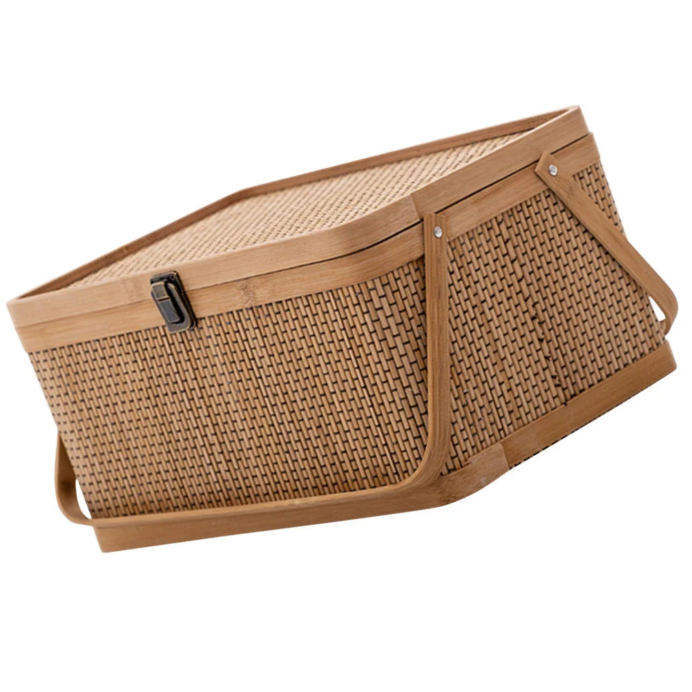 NNEOBA Woven Storage Basket with Locking Lid for Picnic – NNE Living