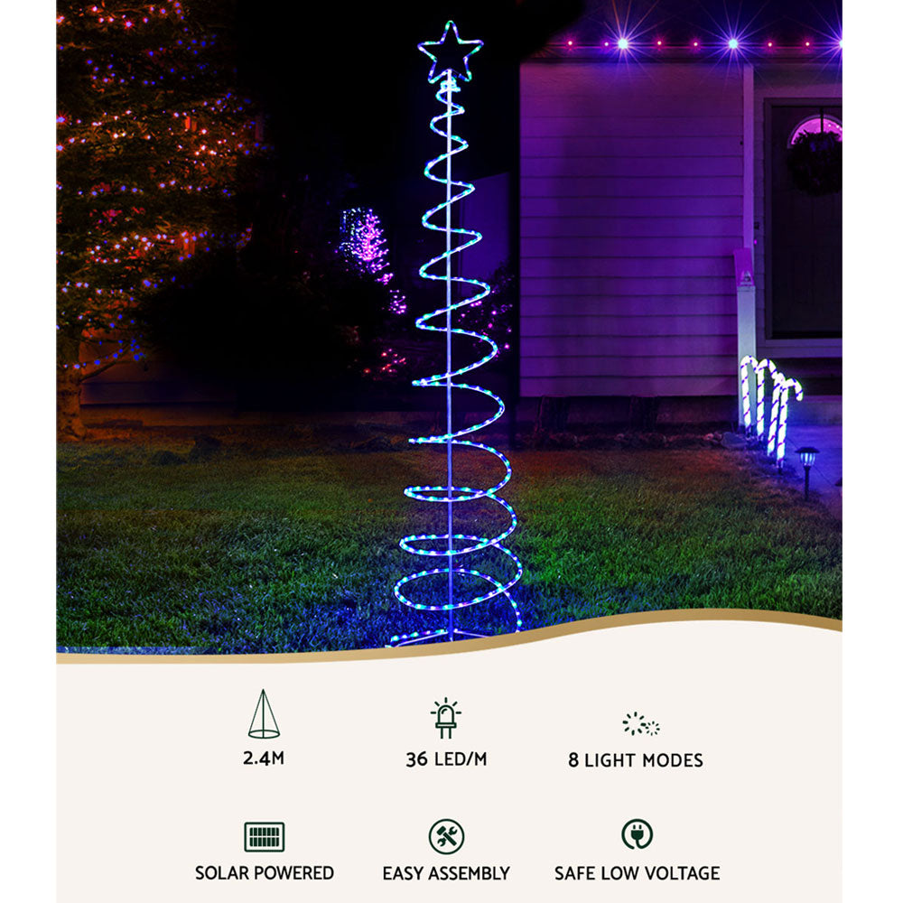 NNEDSZ 2.4M Christmas Tree LED Solar Motif Lights Jingle Jollys – NNE ...