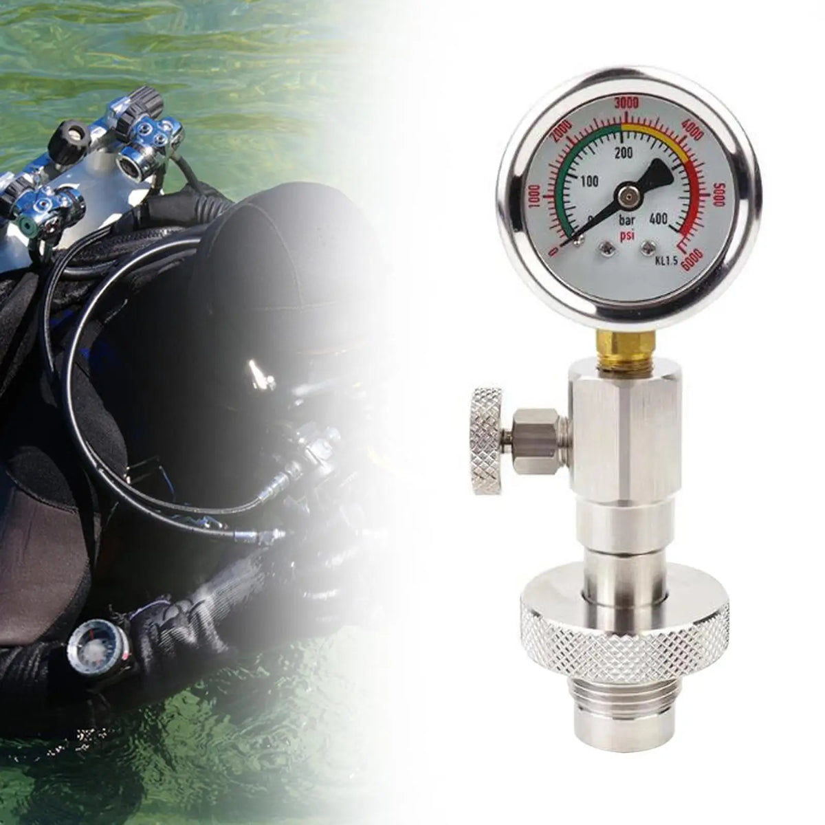NNEOBA Yoke Tank Pressure Checker for Underwater Water Sports Diver ...