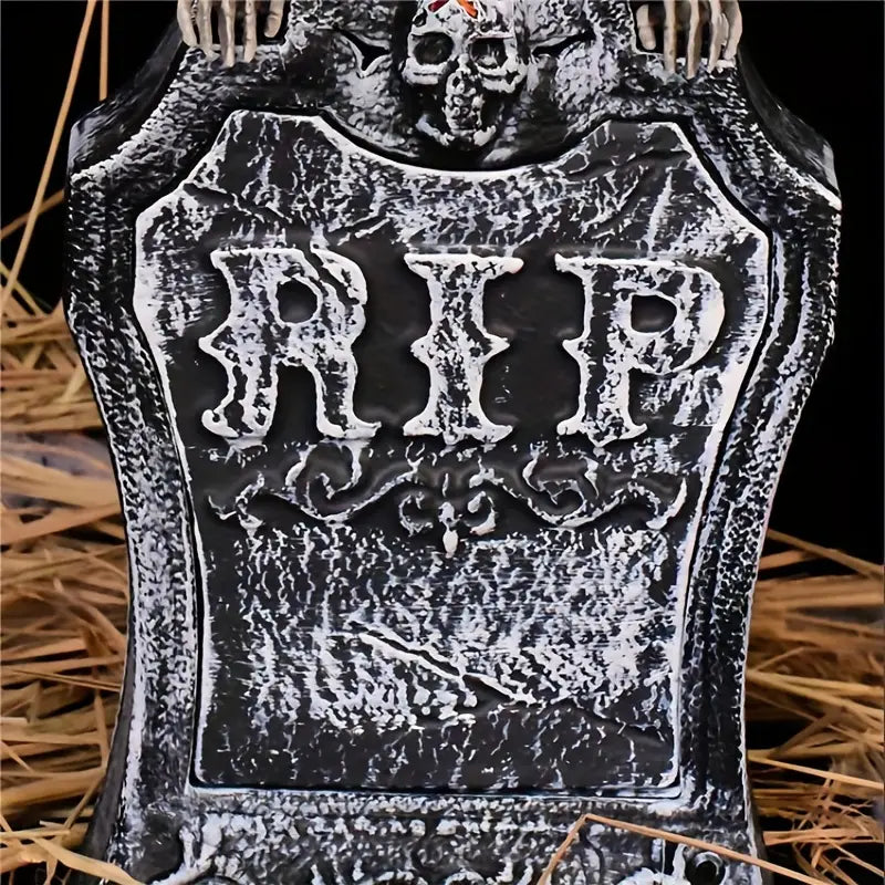 NNETM Haunted Resin Tombstone: Illuminated Graveyard Décor with LED Li ...