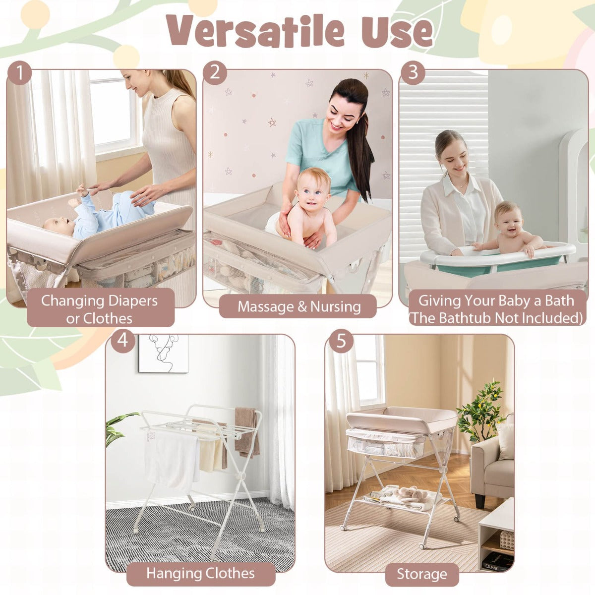 NNECW Portable Folding Baby Changing Table for Infant Newborn Nursery ...