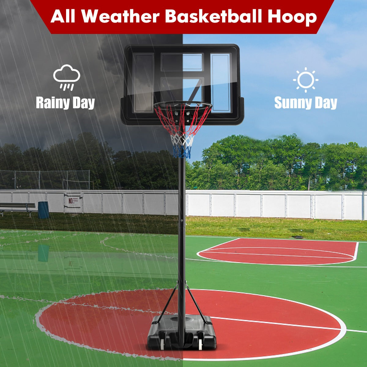 NNECW 130-350cm Height Adjustable Basketball Hoop with 2 Nets – NNE Living