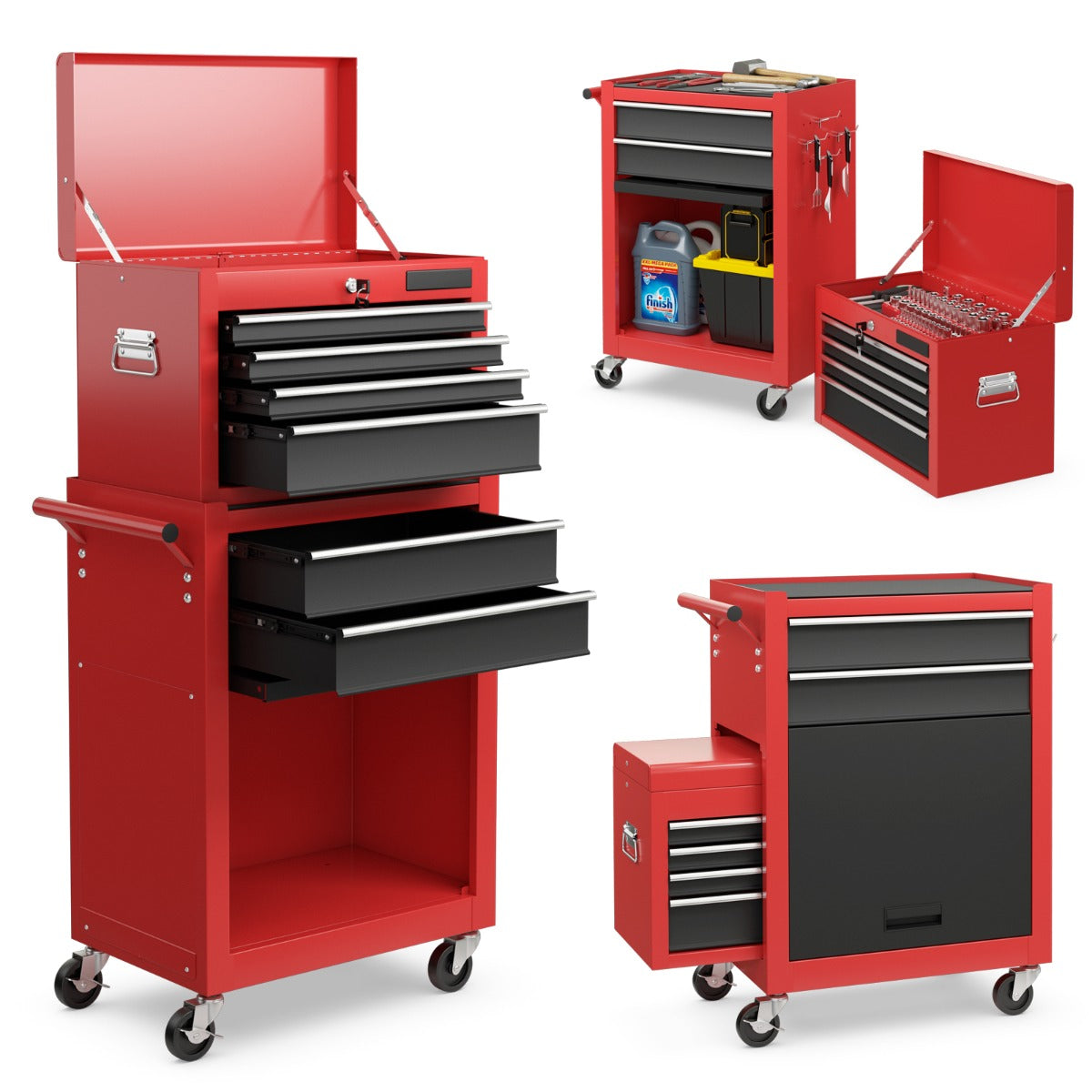 NNECW 6-Drawer Rolling Lockable Tool Chest for Garage & Factory &a ...