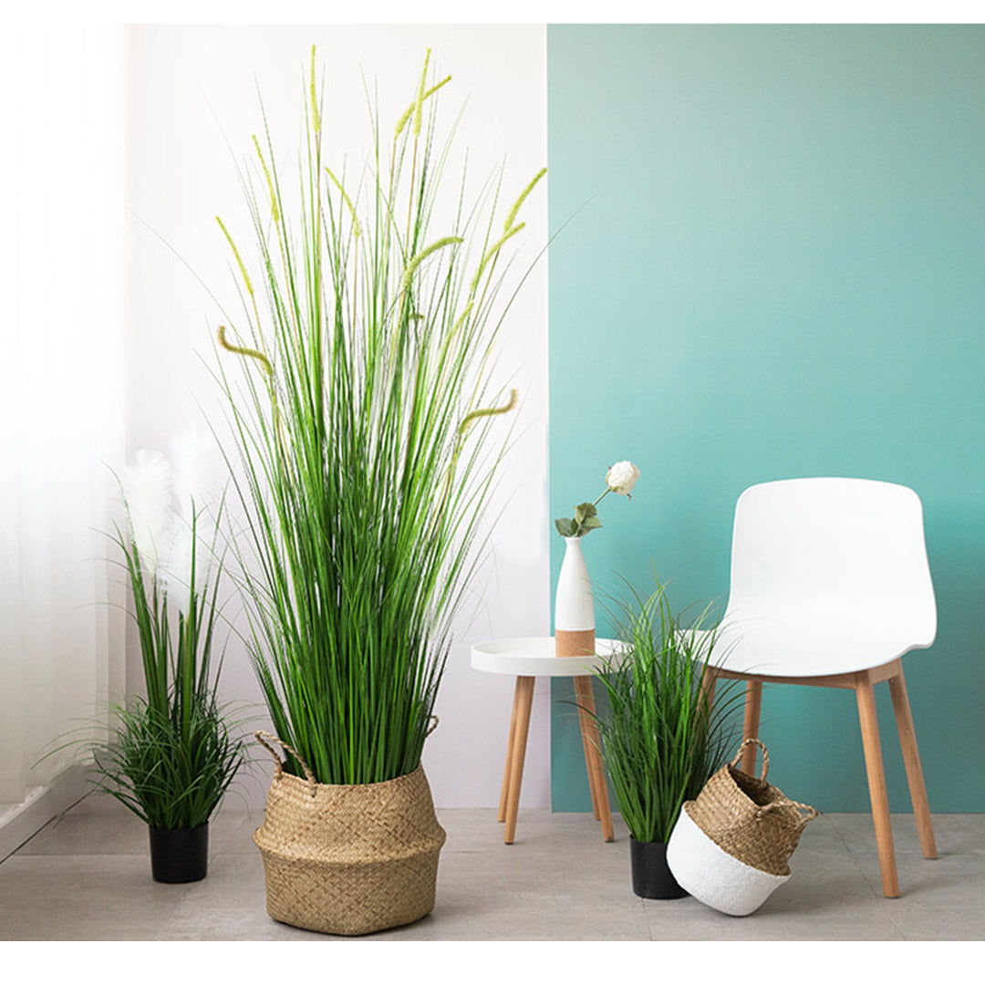 NNEAGS 120cm Green Artificial Indoor Potted Reed Grass Tree Fake Plant ...