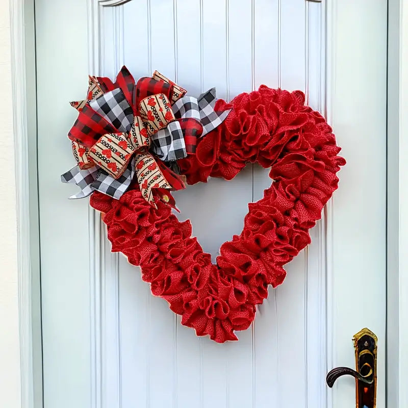 NNETM Valentine's Day Wrinkled Hemp Rope Heart-shaped Wreath – NNE Living
