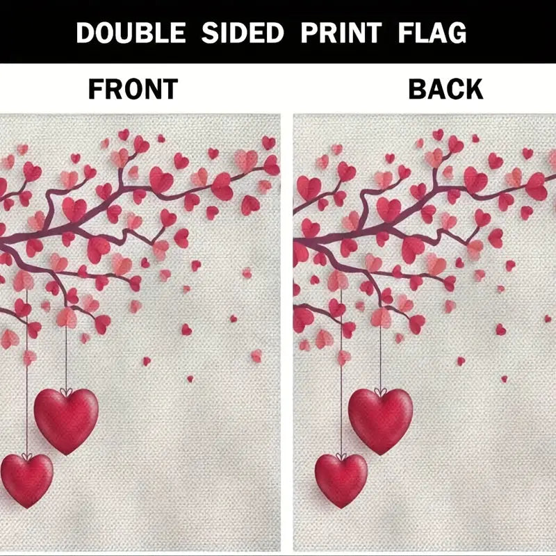 NNETM Valentine's Day Garden Flag - Double-Sided Tree with Paper Leave ...