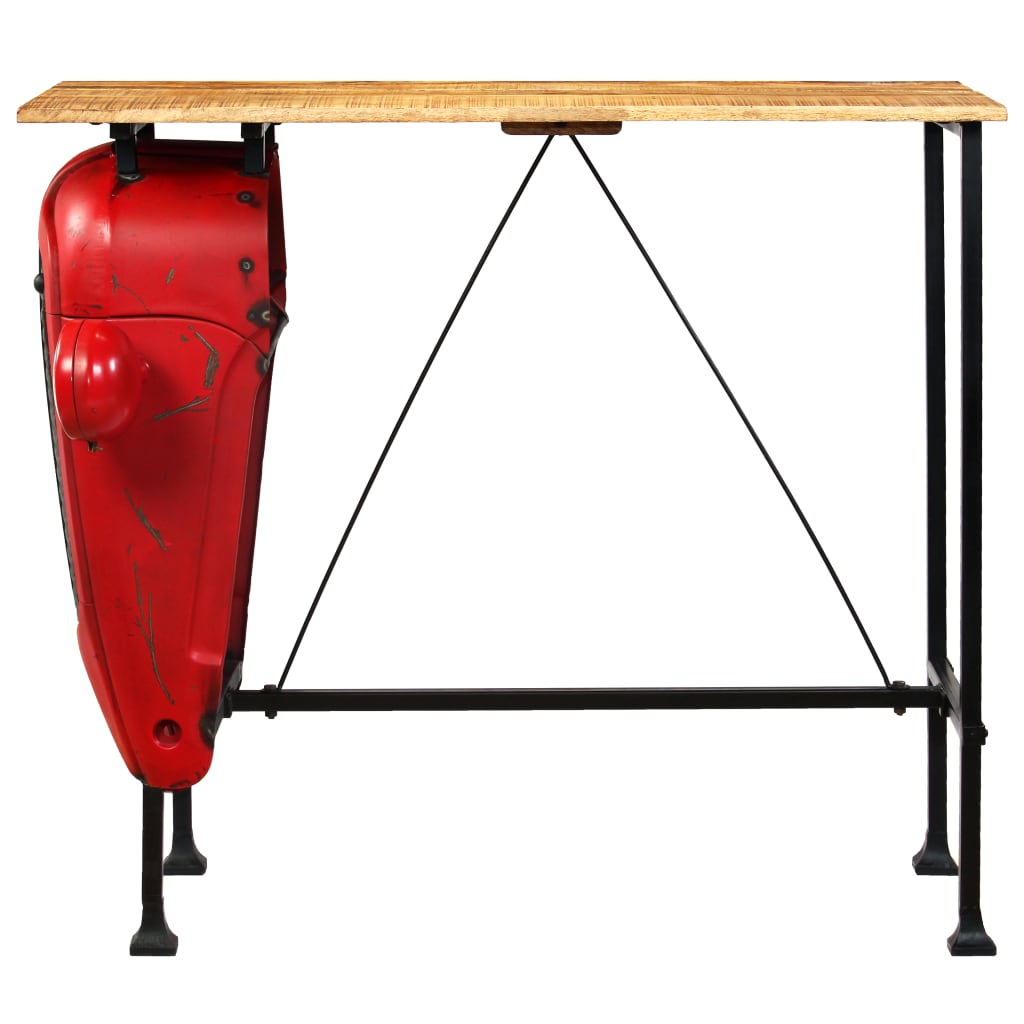 NNEVL Tractor Bar Table Solid Mango Wood Red 60x120x107 cm – NNE Living