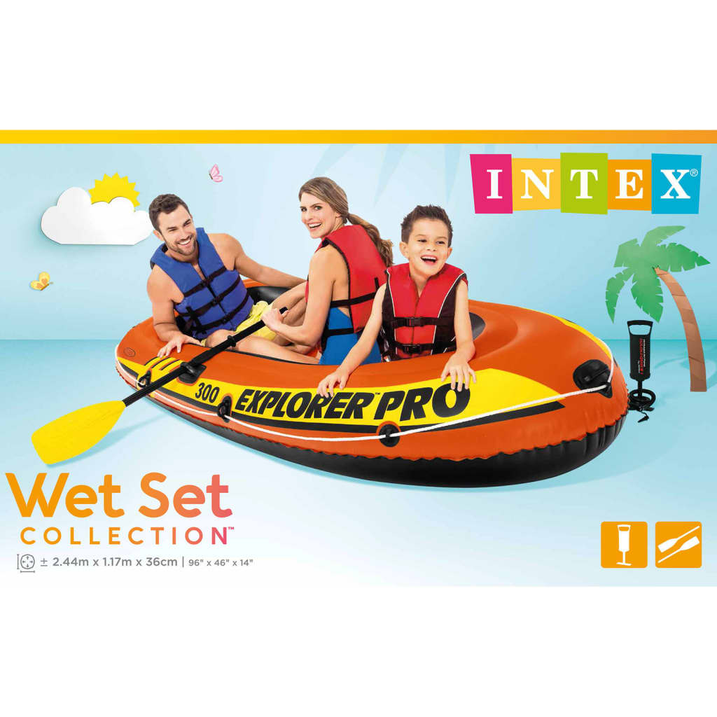 NNEVL Intex Explorer Pro 300 Set Inflatable Boat with Oars and Pump ...