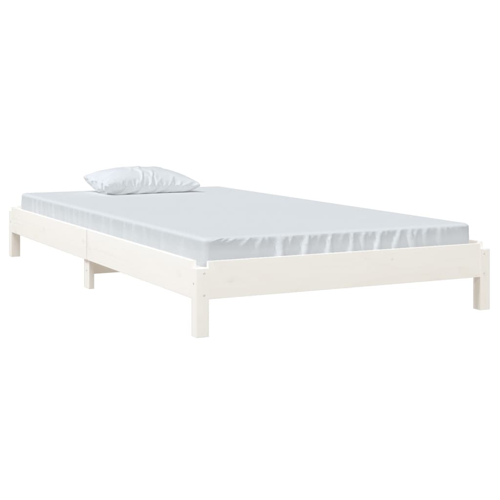 NNEVL Stack Bed White 92x187 cm Single Bed Size Solid Wood Pine – NNE ...