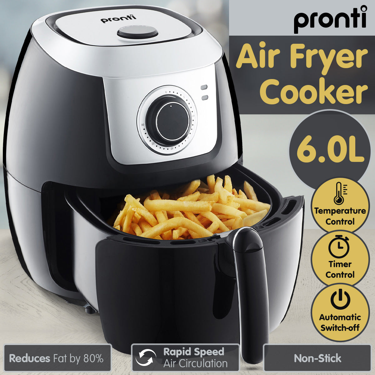 NNEDPE Pronti Air Fryer Cooker 6.0L HF-198 - Black – NNE Living