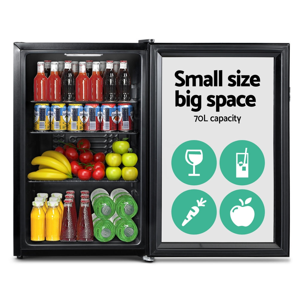 NNEDSZ 70L Bar Fridge Glass Door Mini Countertop Freezer Fridges Bottl ...