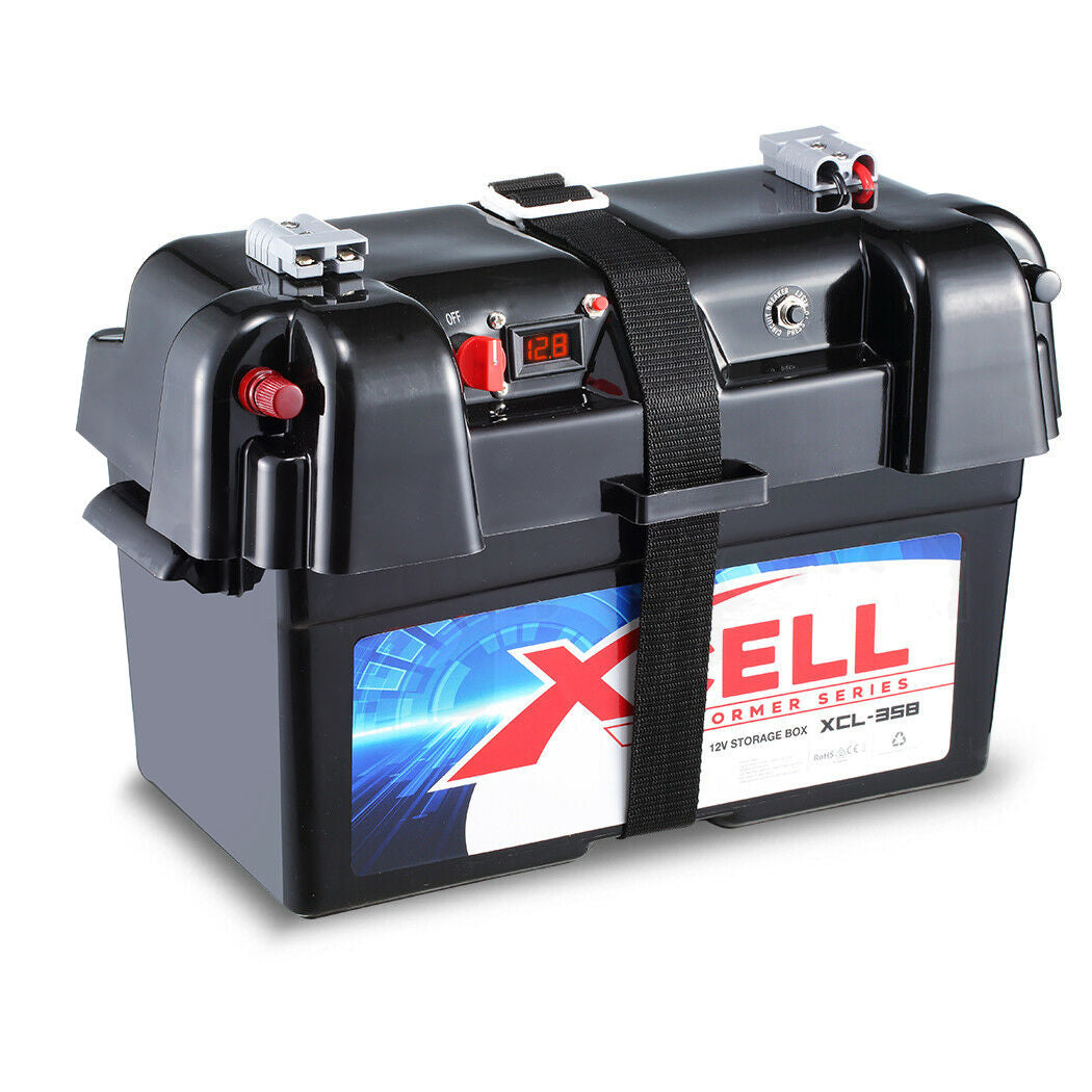 NNEMB Battery Box for Deep Cycle Batteries-with 12V and 2x USB-for Car ...