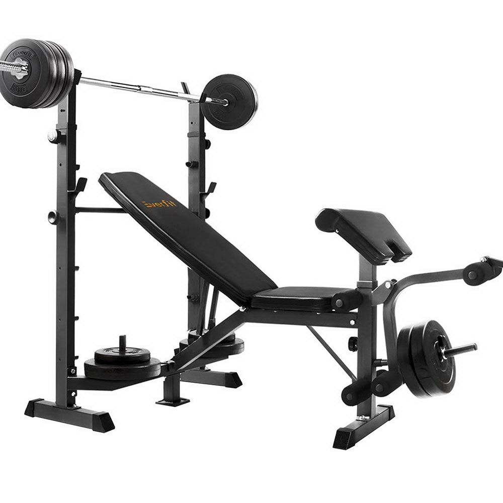 NNEDSZ Multi-Station Weight Bench Press Fitness 58KG Barbell Set Incli ...